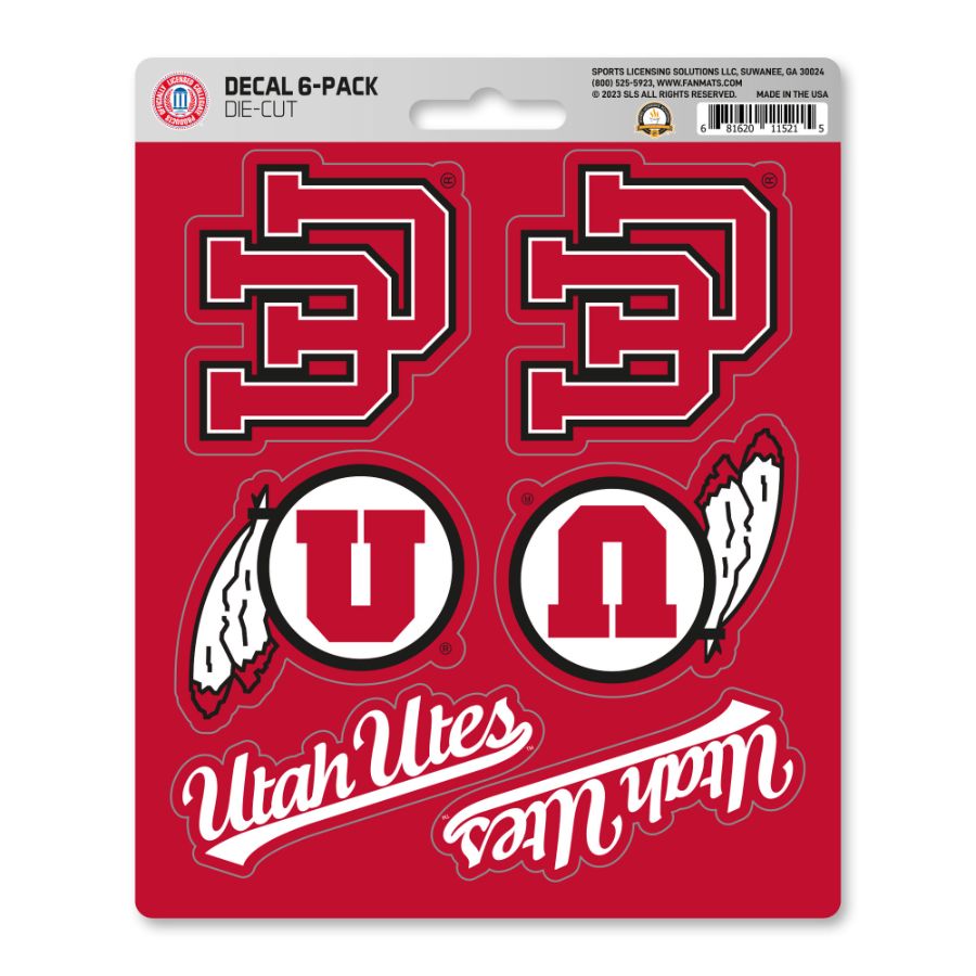 University Of Utah Utes - Set Of 6 Sticker Sheet at Sticker Shoppe