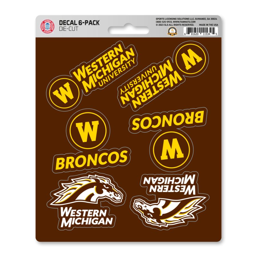 Western Michigan University Broncos - Set Of 6 Sticker Sheet at Sticker ...