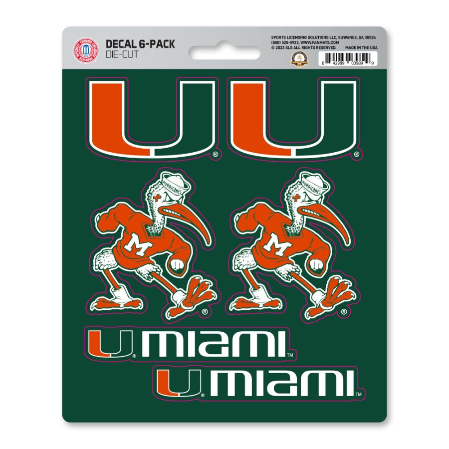University Of Miami Hurricanes - Set Of 6 Sticker Sheet at Sticker Shoppe