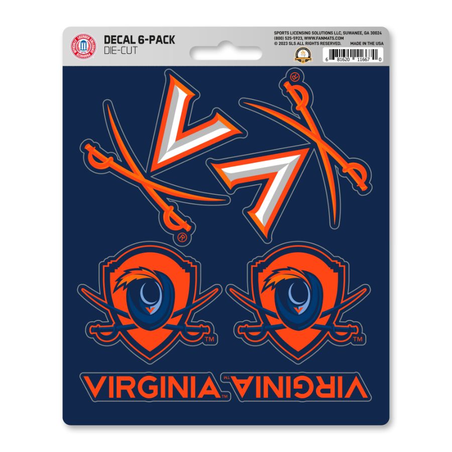 University Of Virginia Cavaliers - Set Of 6 Sticker Sheet at Sticker Shoppe
