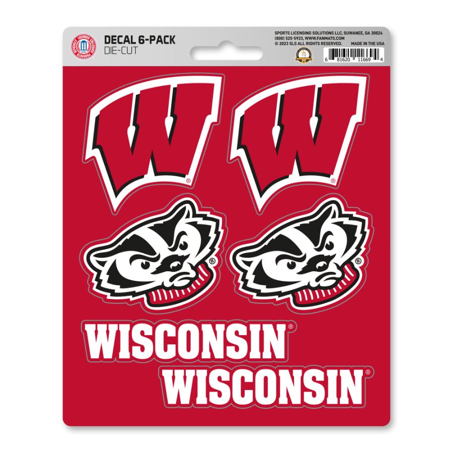 University Of Wisconsin Badgers - Set Of 6 Sticker Sheet at Sticker Shoppe