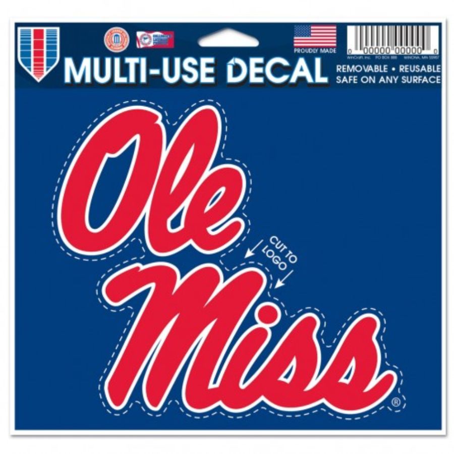 University Of Mississippi Ole Miss Rebels - 4.5x5.75 Die Cut Multi Use ...