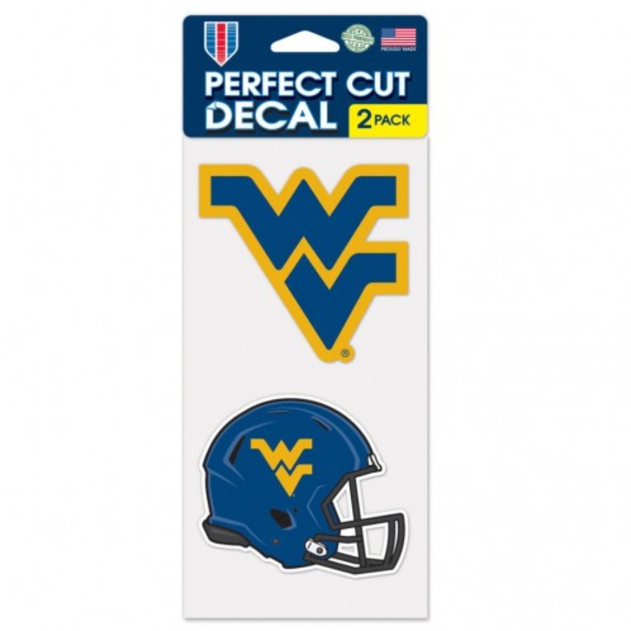 West Virginia University Mountaineers Football - Set of Two 4x4 Die Cut ...