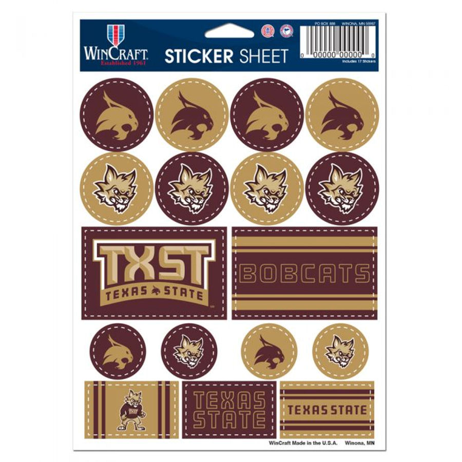 Texas State University Bobcats - 5x7 Sticker Sheet at Sticker Shoppe