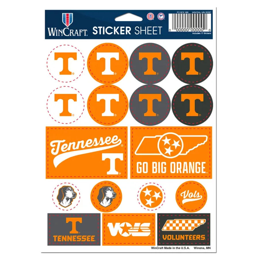 University Of Tennessee Volunteers - 5x7 Sticker Sheet at Sticker Shoppe