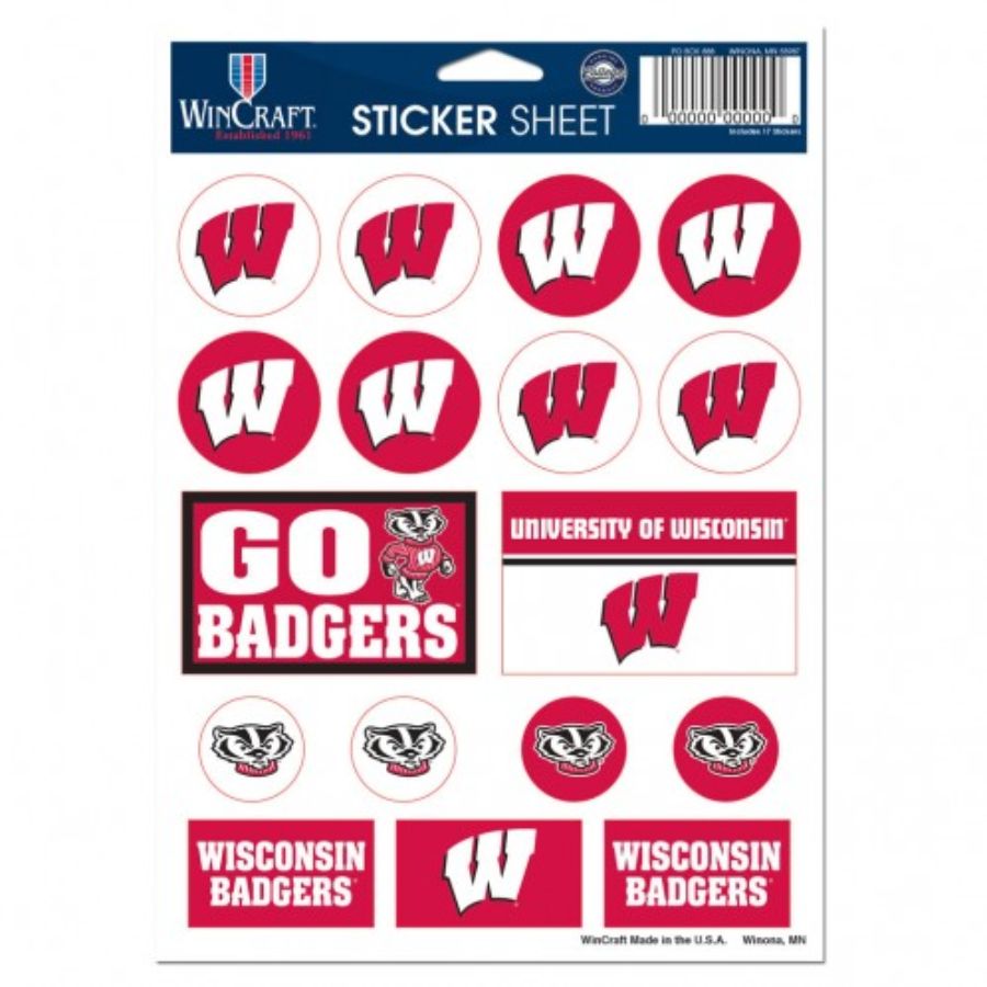 University Of Wisconsin Badgers - 5x7 Sticker Sheet at Sticker Shoppe