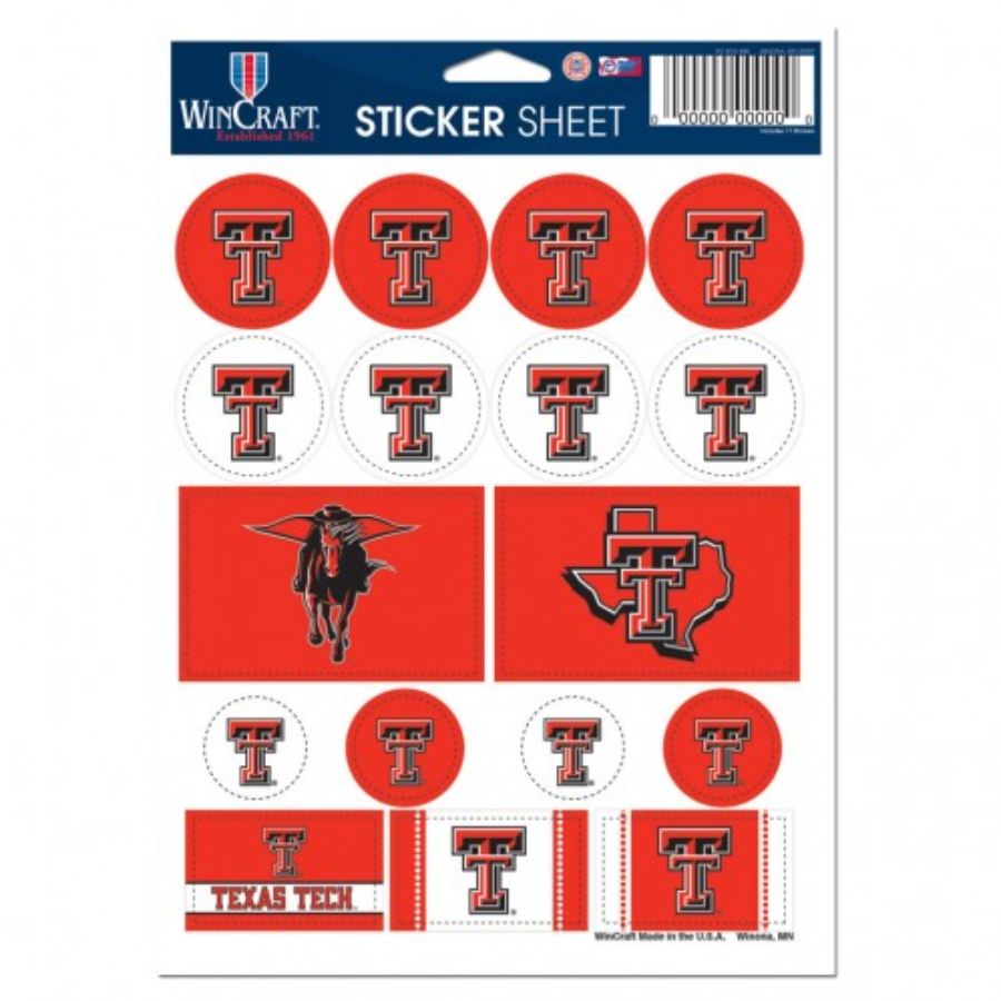 Texas Tech University Red Raiders - 5x7 Sticker Sheet at Sticker Shoppe