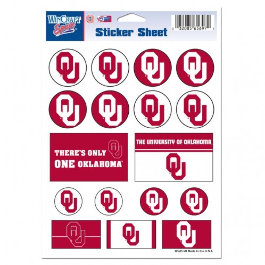 University Of Oklahoma Sooners - 5x7 Sticker Sheet at Sticker Shoppe