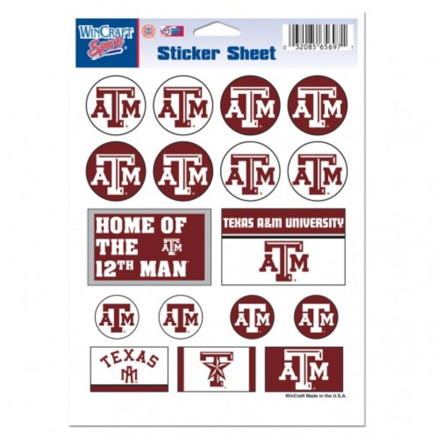 Texas A&M University Aggies - 5x7 Sticker Sheet at Sticker Shoppe