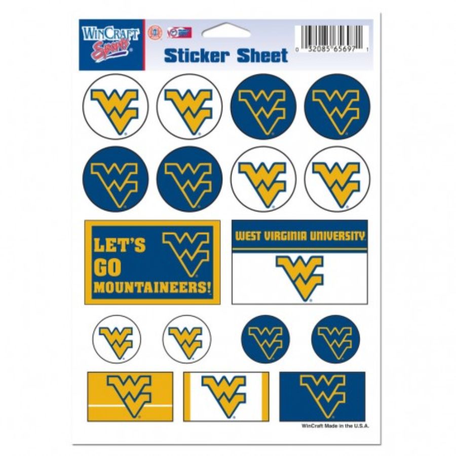 West Virginia University Mountaineers - 5x7 Sticker Sheet at Sticker Shoppe