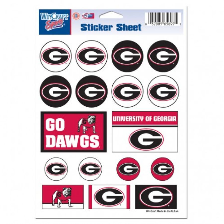 University Of Georgia Bulldogs - 5x7 Sticker Sheet at Sticker Shoppe