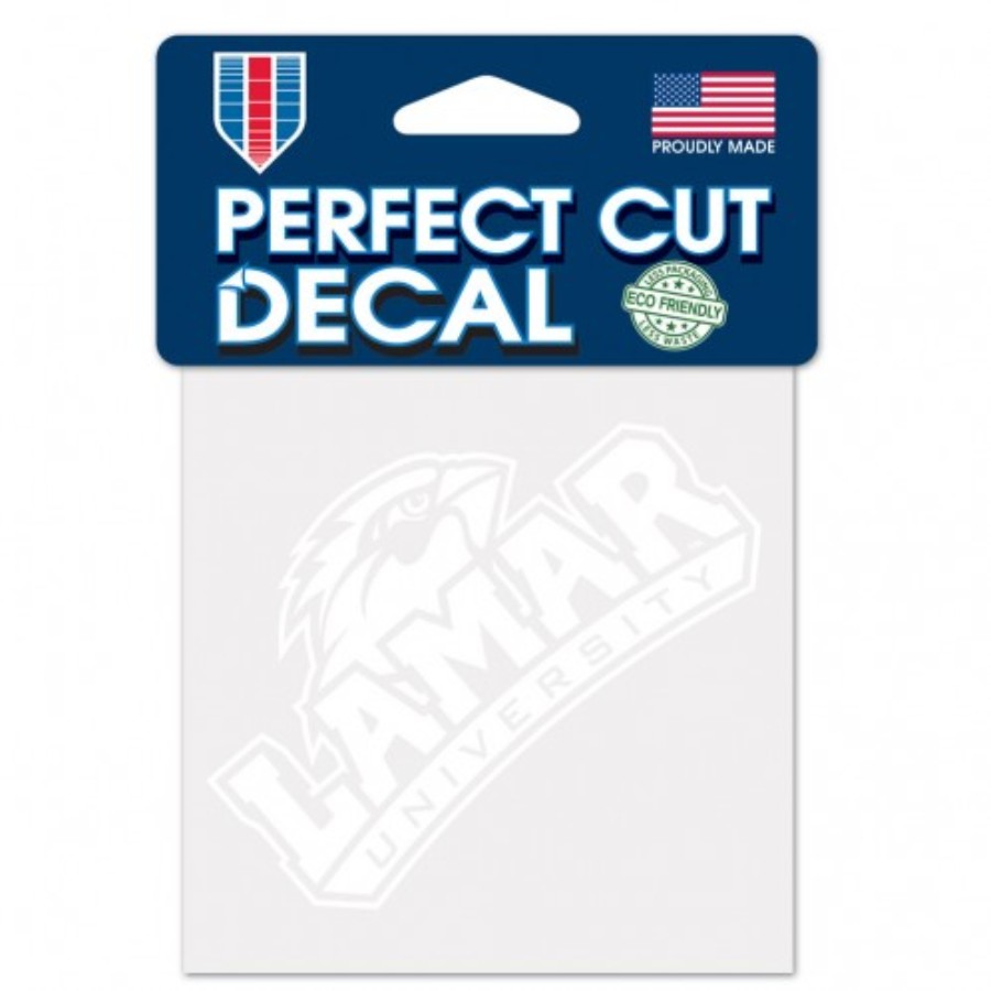 Lamar University Cardinals - 4x4 White Die Cut Decal at Sticker Shoppe