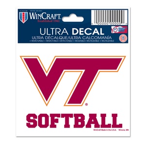 Virginia Tech Hokies Softball - 3x4 Ultra Decal at Sticker Shoppe
