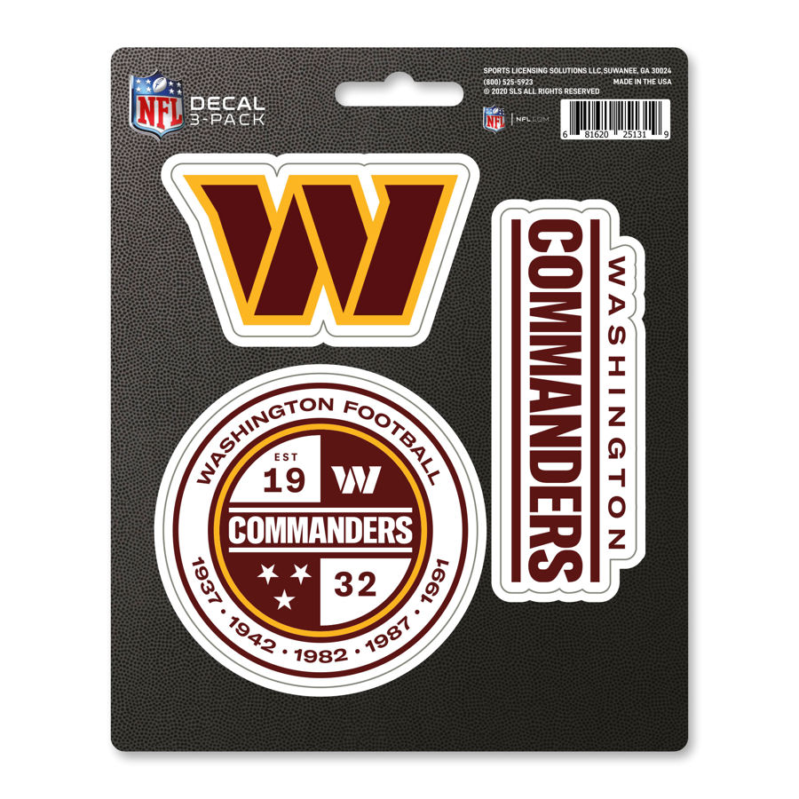 Washington Commanders - Set Of 3 Sticker Sheet at Sticker Shoppe