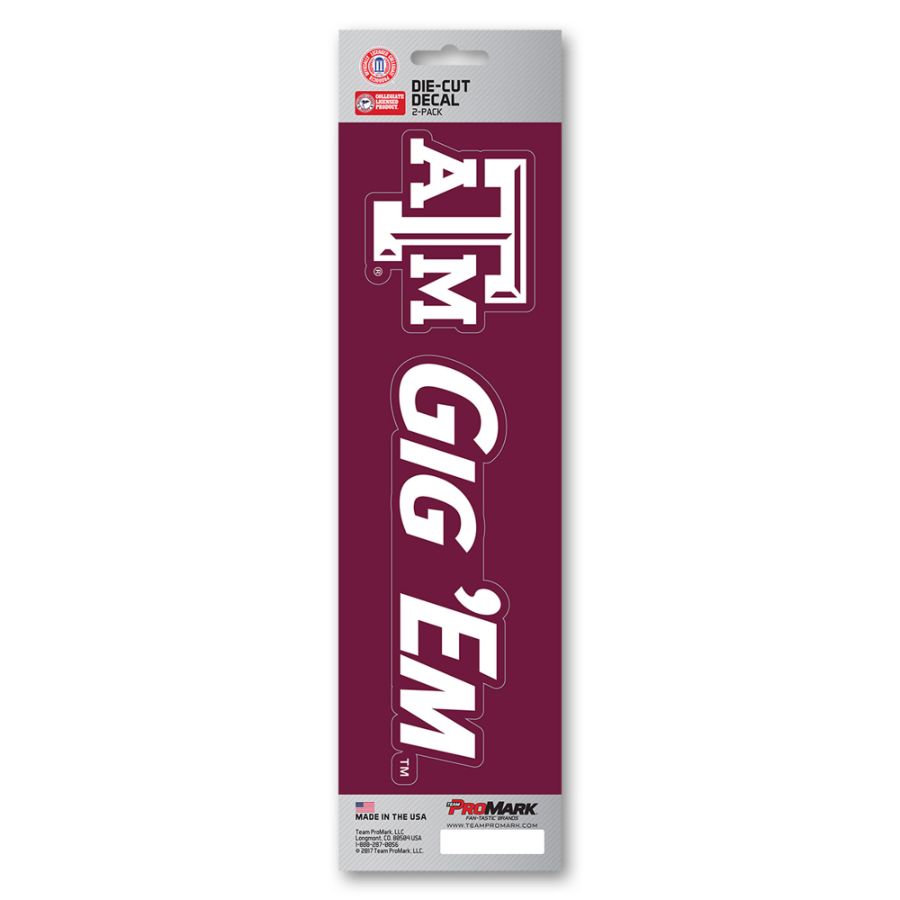 Texas A&M University Aggies Gig Em Slogan & Logo - Set Of 2 Vinyl ...