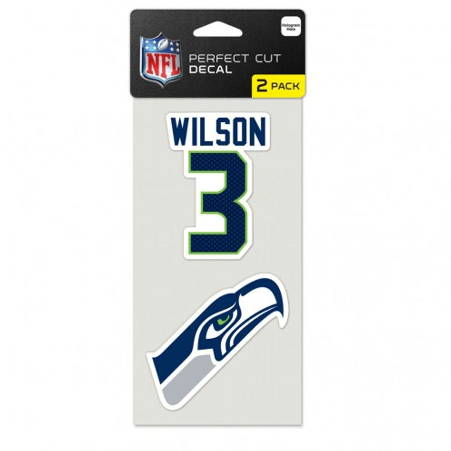 Russell Wilson #3 Seattle Seahawks - Set of Two 4x4 Die Cut Decals at ...