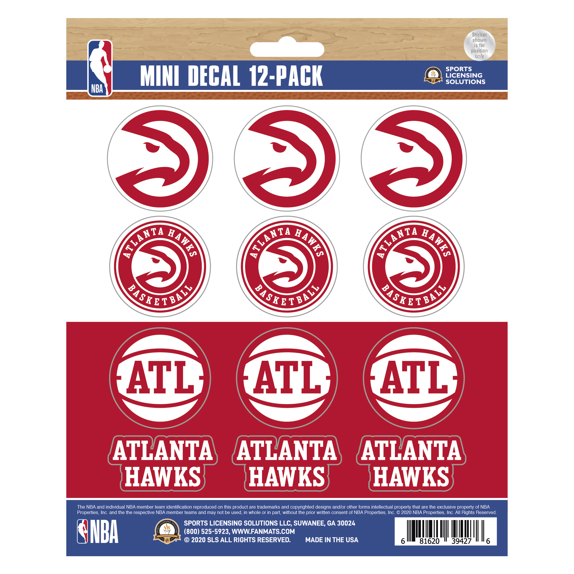 Atlanta Hawks - Set Of 12 Sticker Sheet at Sticker Shoppe
