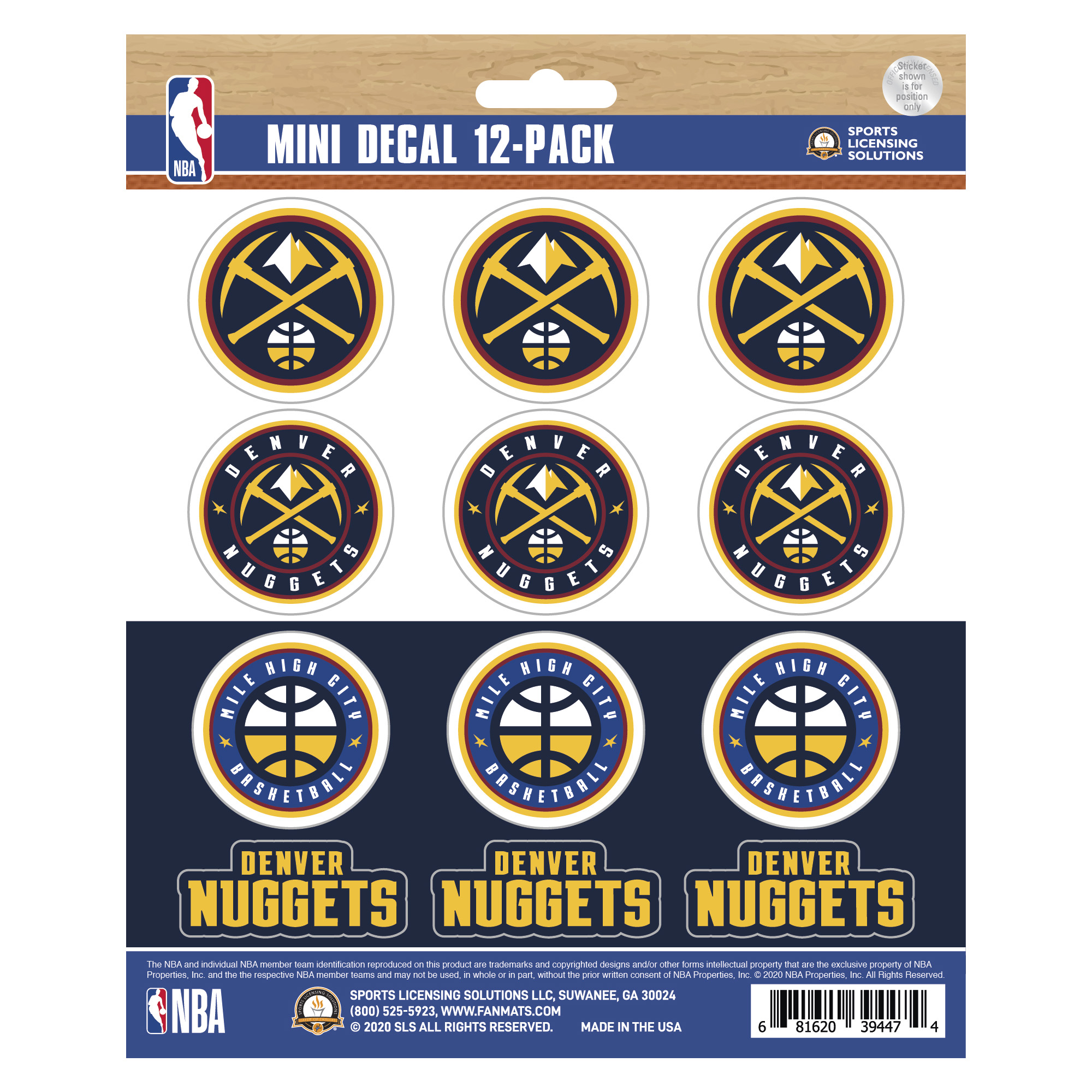 Denver Nuggets - Set Of 12 Sticker Sheet at Sticker Shoppe