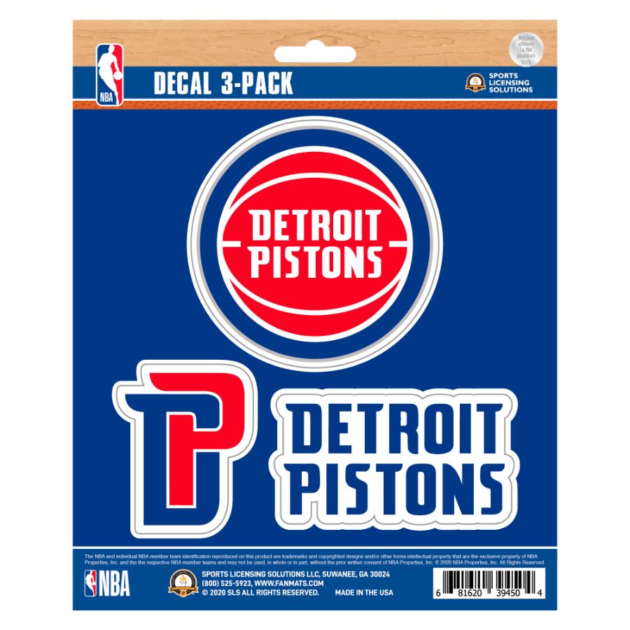Detroit Pistons - Set Of 3 Sticker Sheet at Sticker Shoppe