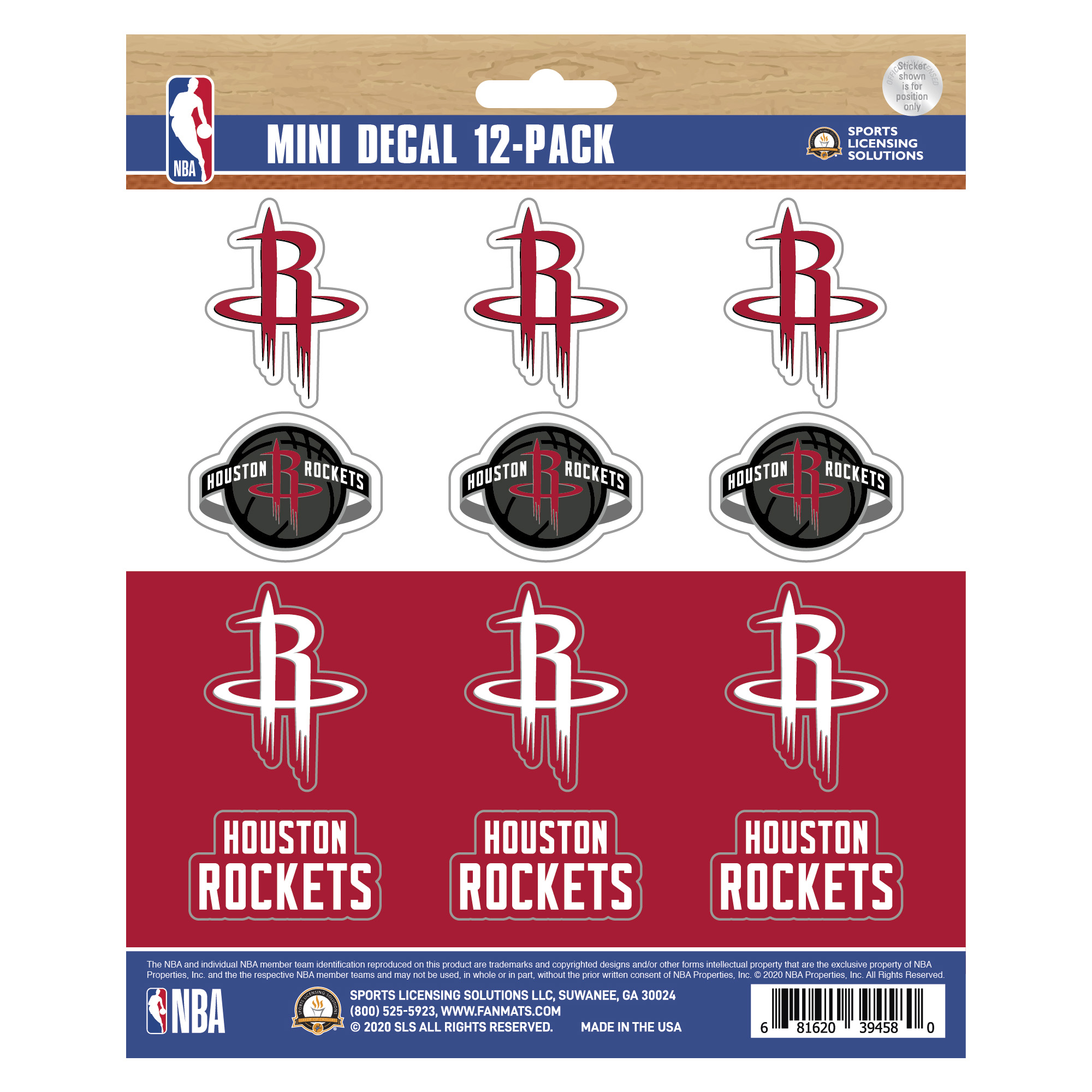 Houston Rockets - Set Of 12 Sticker Sheet at Sticker Shoppe