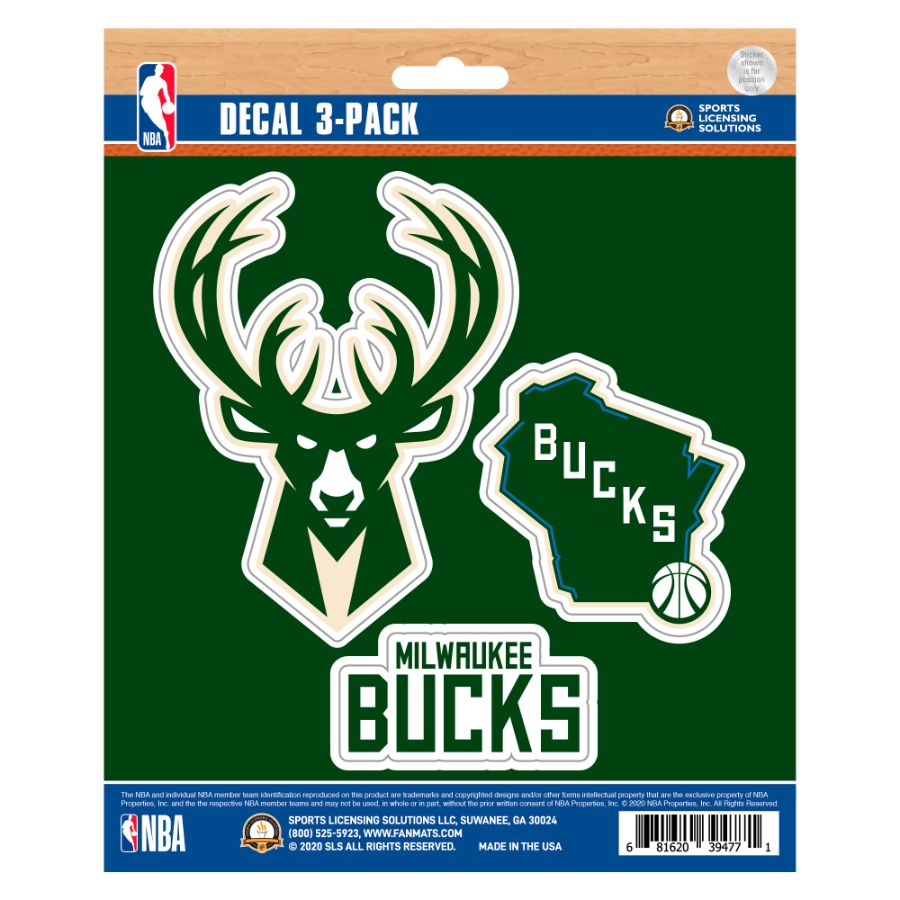 Milwaukee Bucks - Set Of 3 Sticker Sheet at Sticker Shoppe