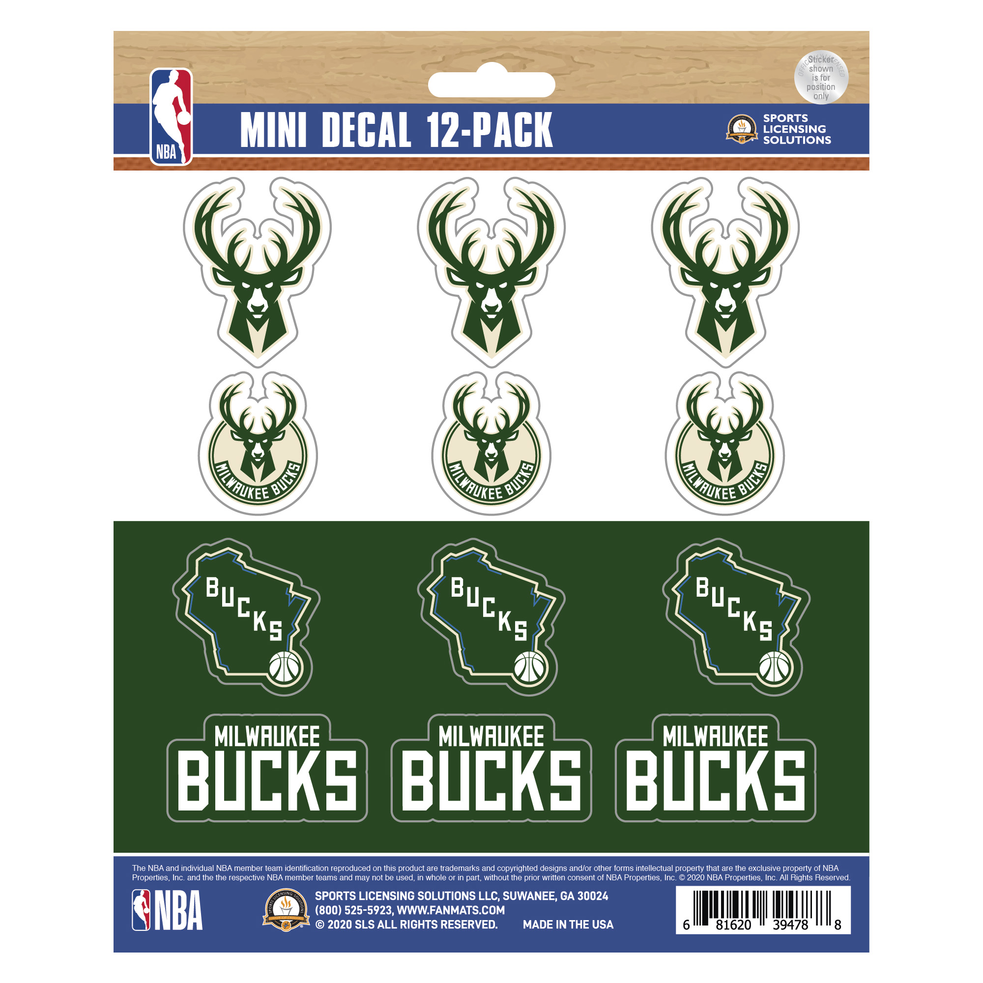 Milwaukee Bucks - Set Of 12 Sticker Sheet at Sticker Shoppe