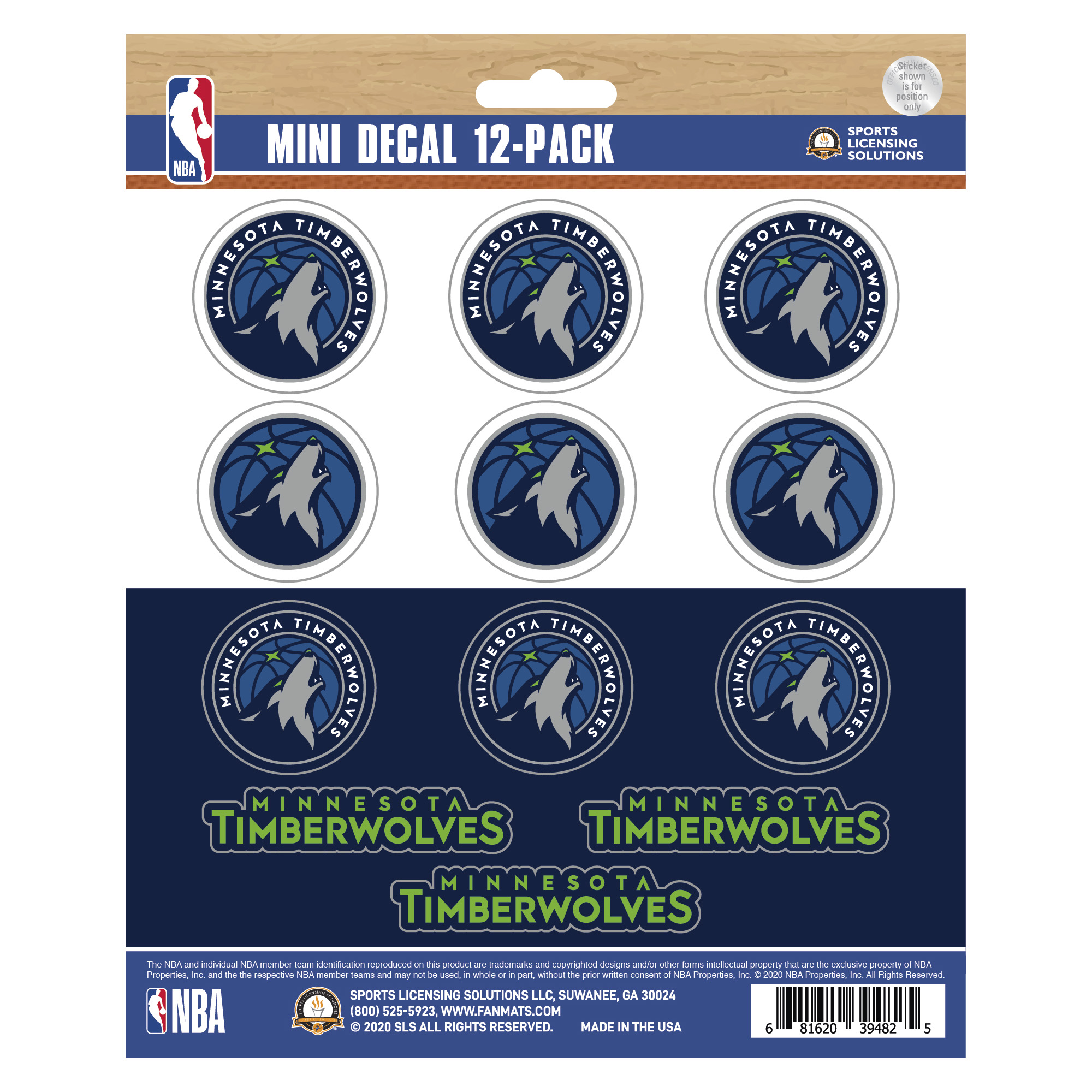 Minnesota Timberwolves - Set Of 12 Sticker Sheet at Sticker Shoppe