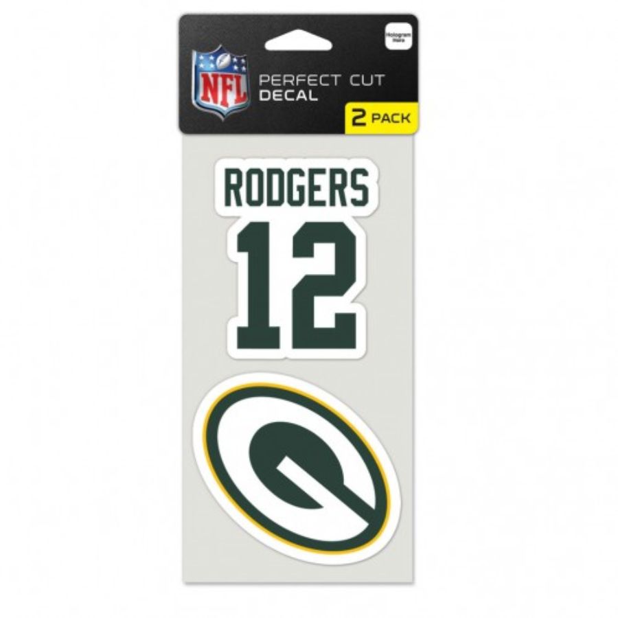 Aaron Rodgers #12 Green Bay Packers - Set of Two 4x4 Die Cut Decals at ...