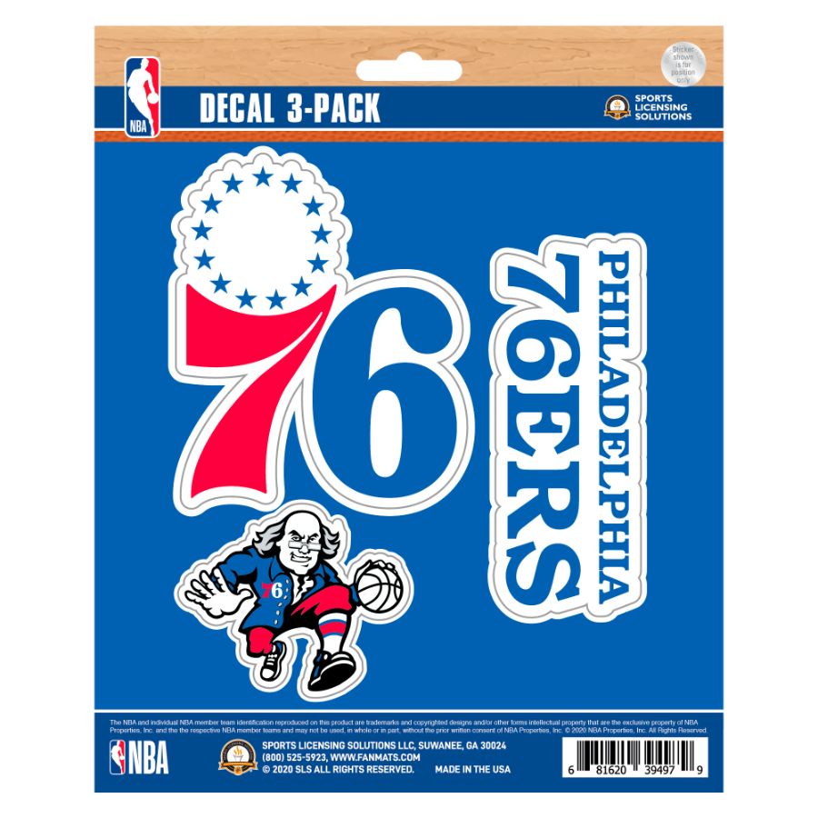 Philadelphia 76ers - Set Of 3 Sticker Sheet at Sticker Shoppe
