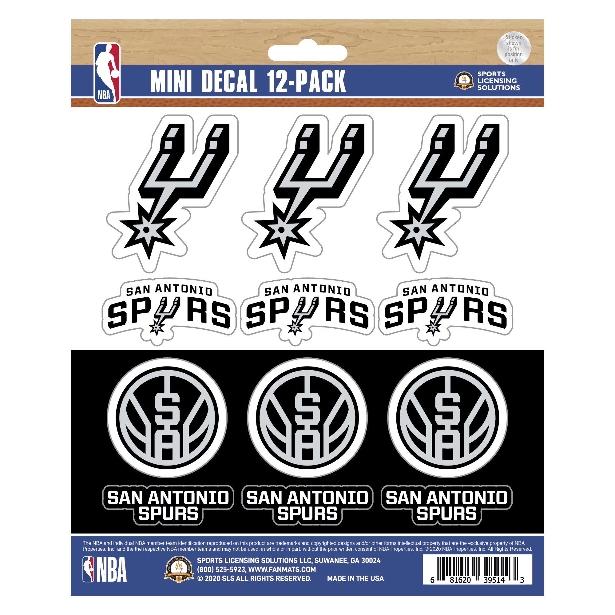 San Antonio Spurs - Set Of 12 Sticker Sheet at Sticker Shoppe