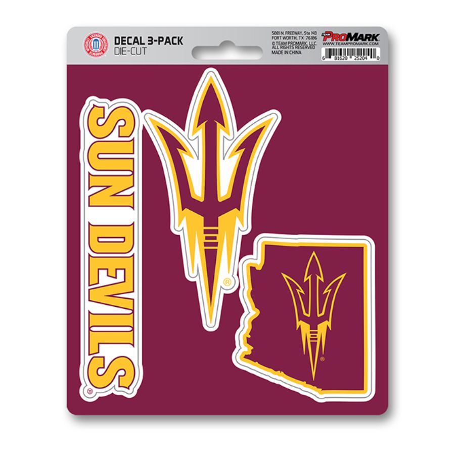 Arizona State University Sun Devils Team Logo - Set Of 3 Sticker Sheet ...