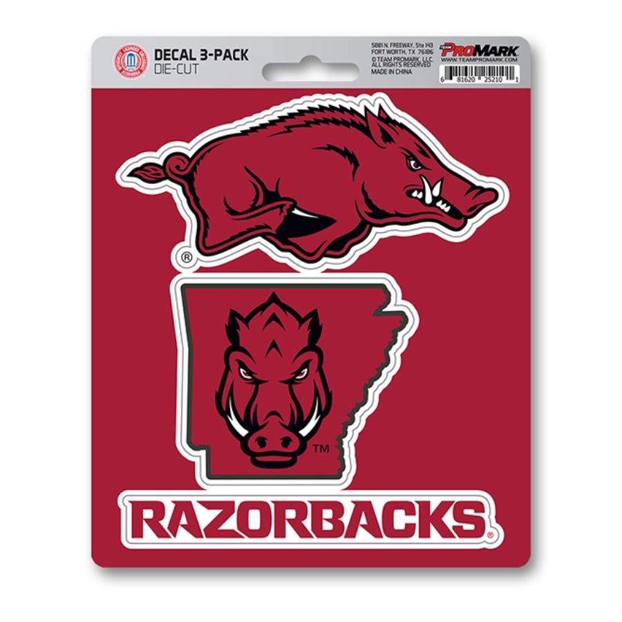 University Of Arkansas Razorbacks Team Logo - Set Of 3 Sticker Sheet at ...