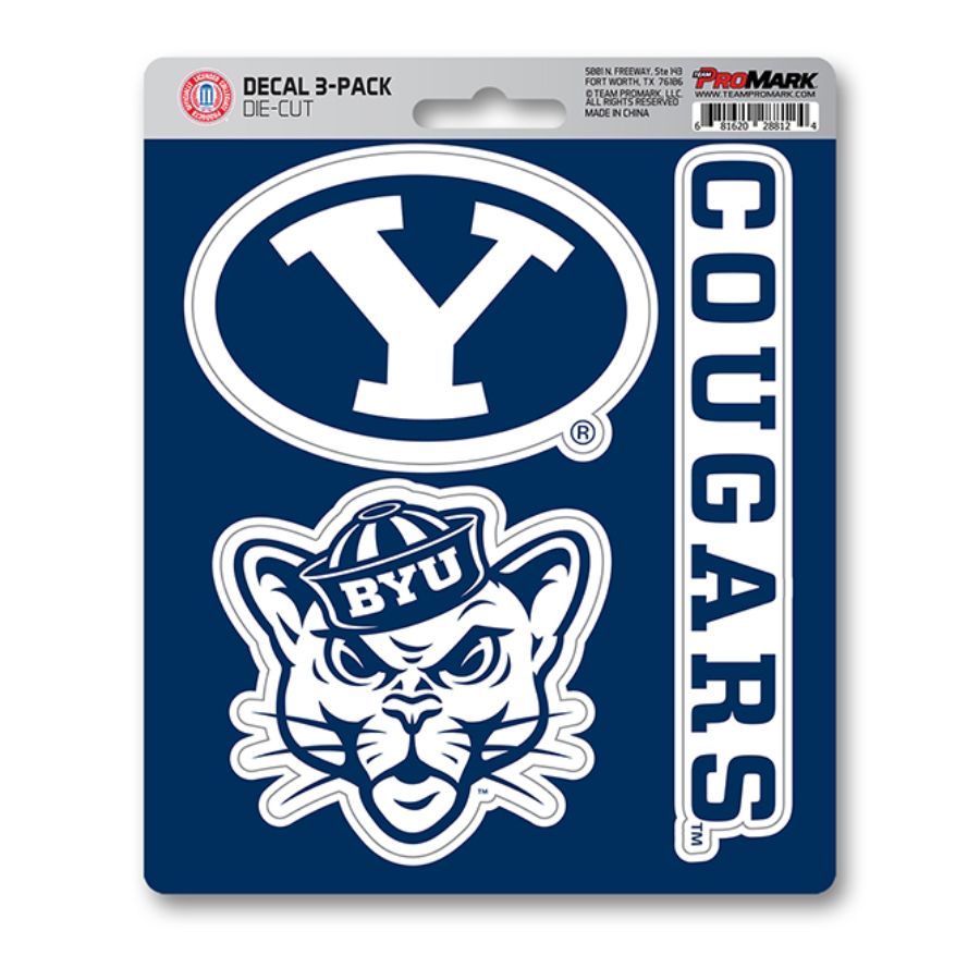 Brigham Young University Cougars BYU Team Logo - Set Of 3 Sticker Sheet ...