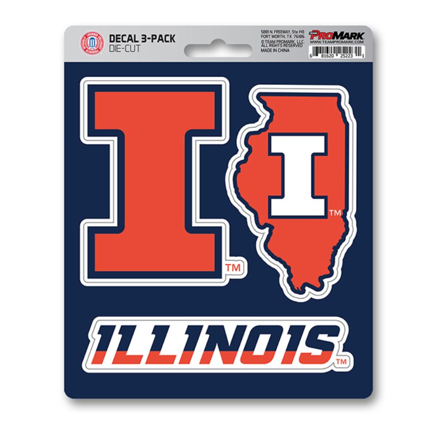 University Of Illinois Fighting Illini Team Logo - Set Of 3 Sticker ...