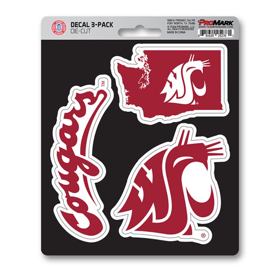 Washington State University Cougars Team Logo - Set Of 3 Sticker Sheet ...