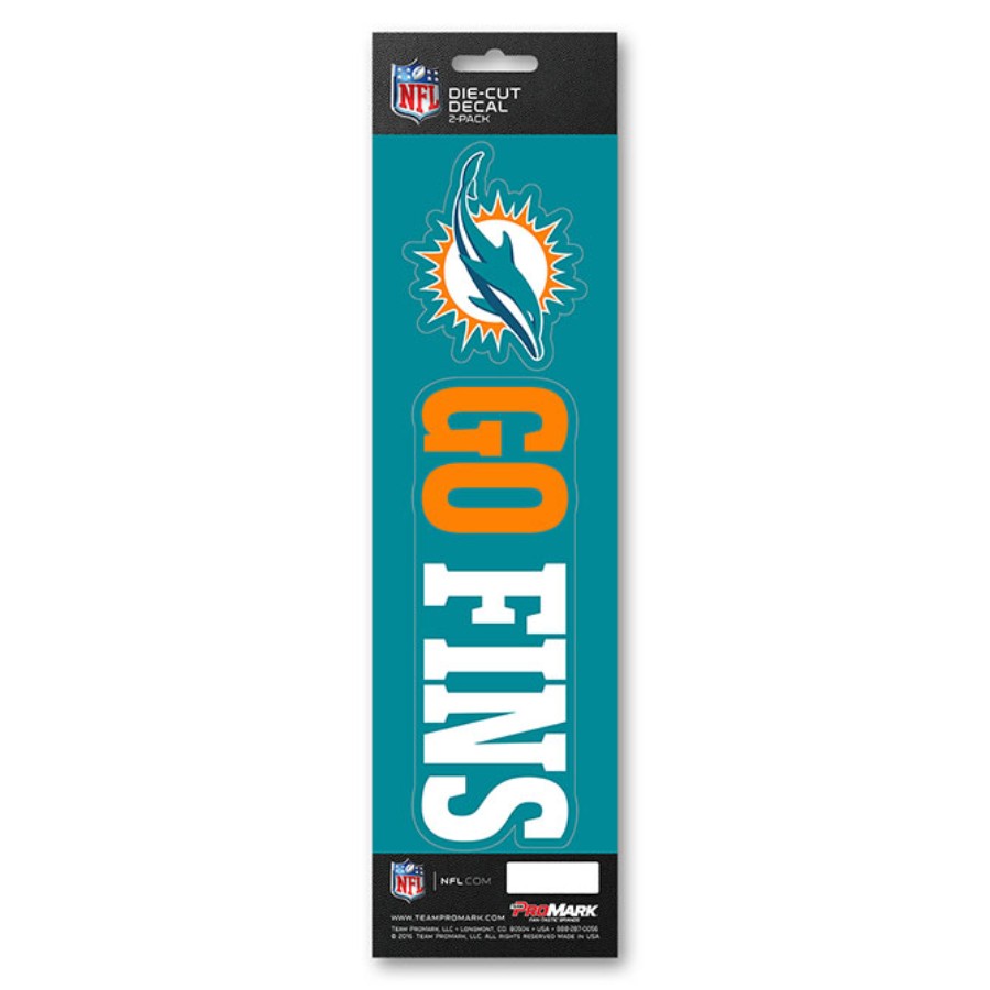 Miami Dolphins Go Fins Slogan & Logo - Set Of 2 Vinyl Stickers at ...