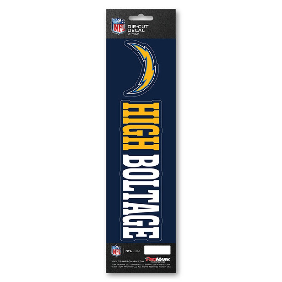 Los Angeles Chargers High Boltage Slogan & Logo - Set Of 2 Vinyl ...