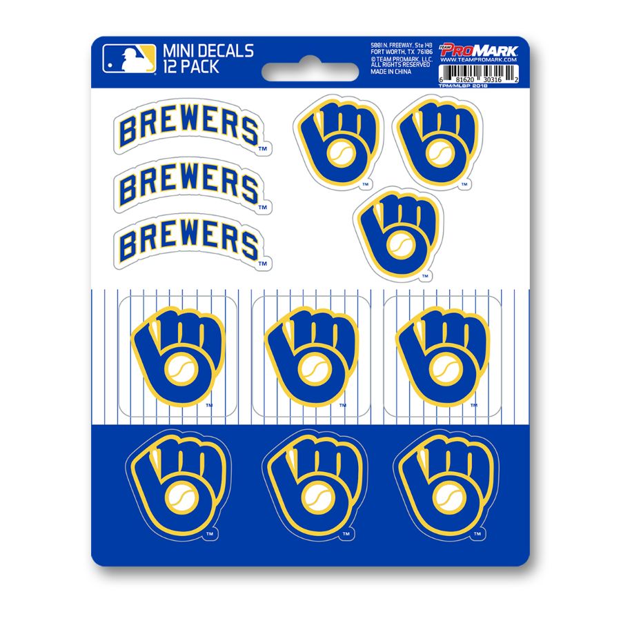 Milwaukee Brewers Retro - Set Of 12 Sticker Sheet at Sticker Shoppe