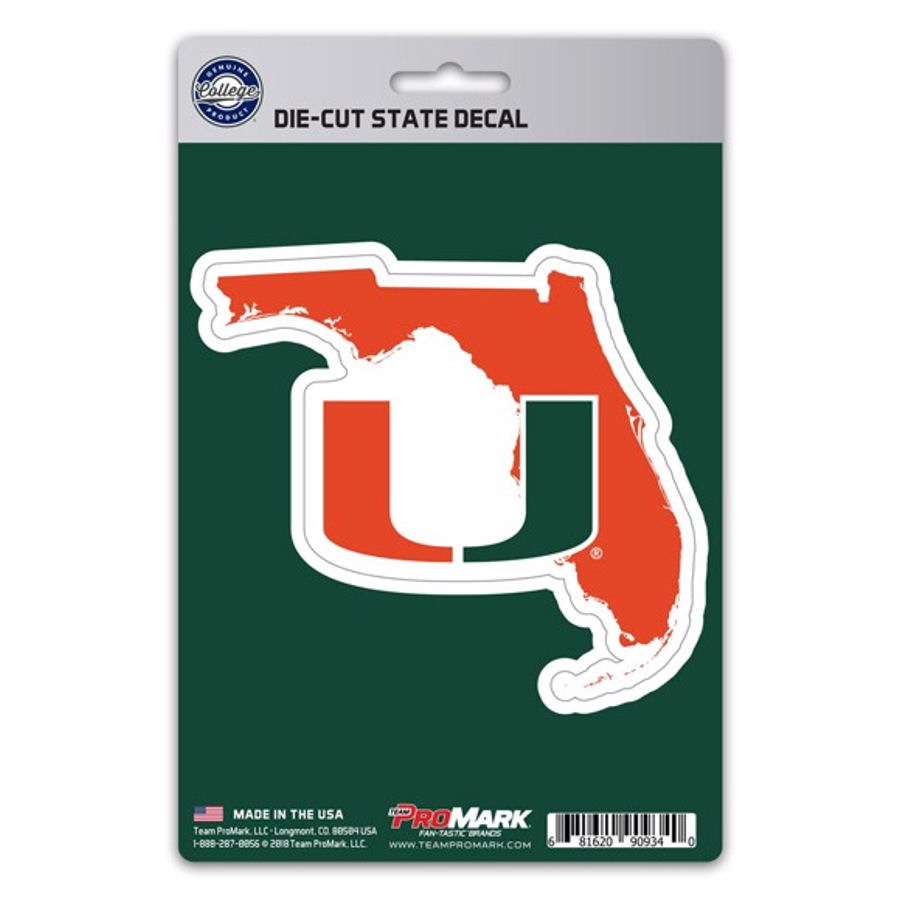 University Of Miami Hurricanes Home State Florida Shaped - Vinyl ...