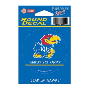 University Of Kansas Jayhawks - 3x3 Round Vinyl Sticker at Sticker Shoppe