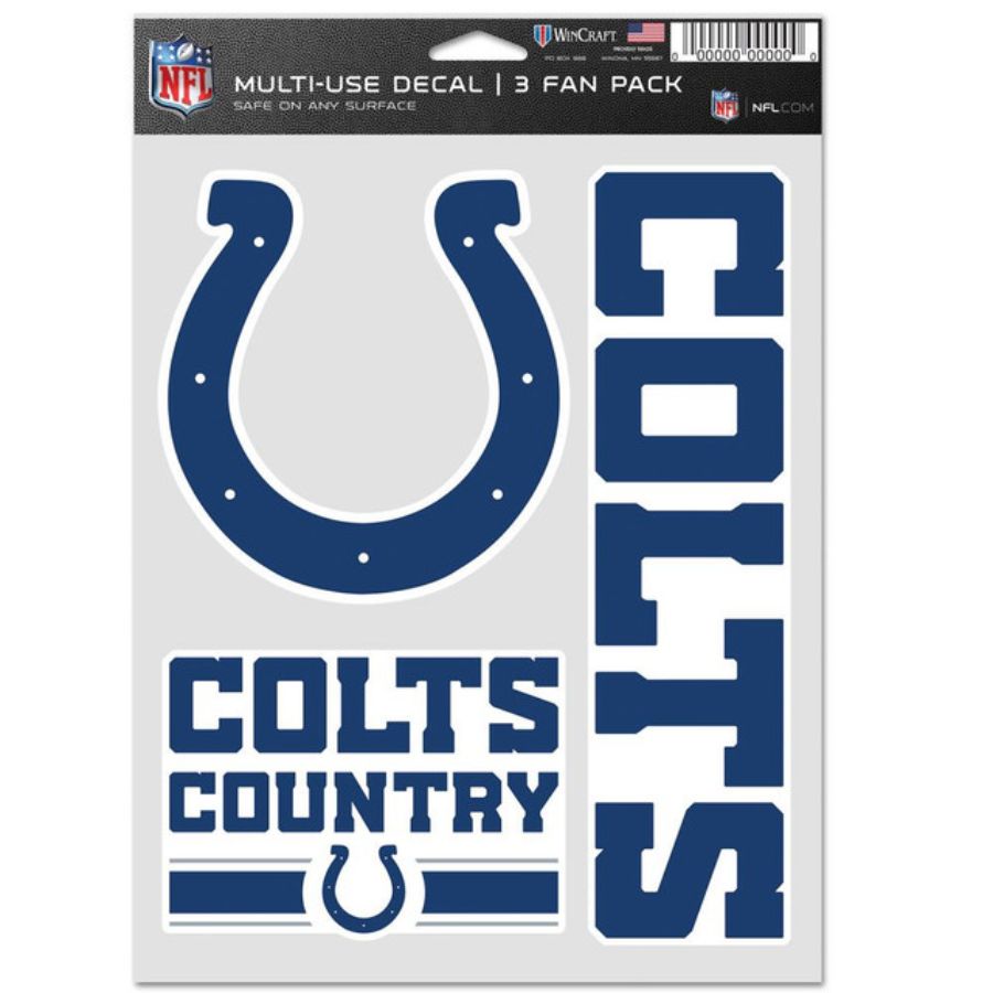 Indianapolis Colts - Sheet Of 3 Fan Pack Stickers at Sticker Shoppe