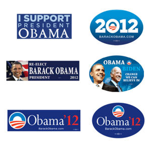 Set of 6 Official 2012 Obama Bumper Stickers at Sticker Shoppe