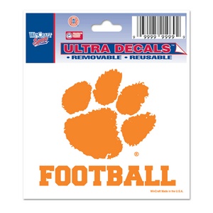 Clemson University Tigers Football - 3x4 Ultra Decal at Sticker Shoppe