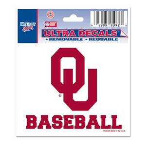 University Of Oklahoma Sooners Baseball - 3x4 Ultra Decal at Sticker Shoppe