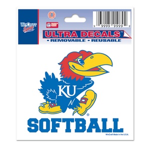 University Of Kansas Jayhawks Softball - 3x4 Ultra Decal at Sticker Shoppe