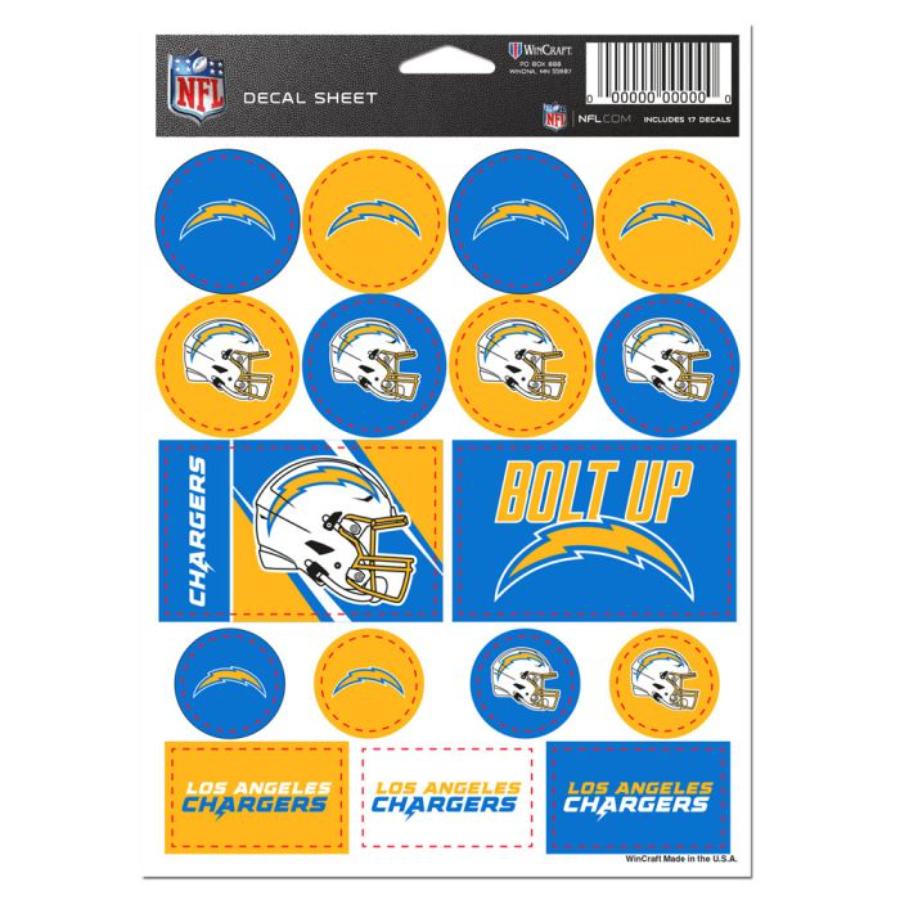 Los Angeles Chargers - 5x7 Sticker Sheet at Sticker Shoppe