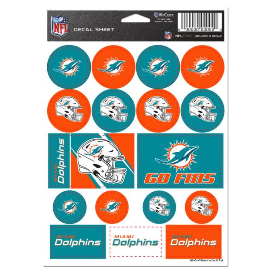 Miami Dolphins - 5x7 Sticker Sheet at Sticker Shoppe