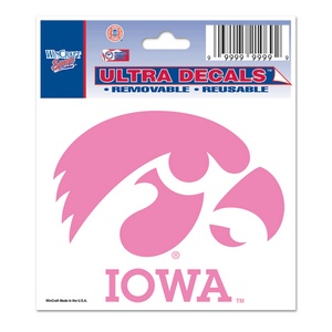 University Of Iowa Hawkeyes Pink - 3x4 Ultra Decal at Sticker Shoppe