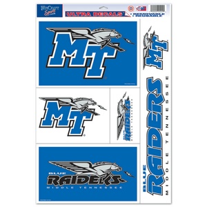 Middle Tennessee State University Blue Raiders - Set of 5 Ultra Decals ...
