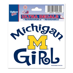 University Of Michigan Wolverines Girl - 3x4 Ultra Decal at Sticker Shoppe